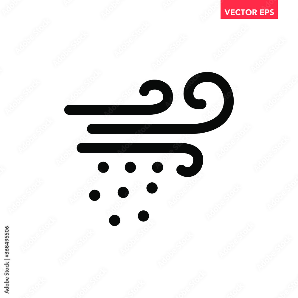 Black single snow storm line icon, simple meteorology flat design ...