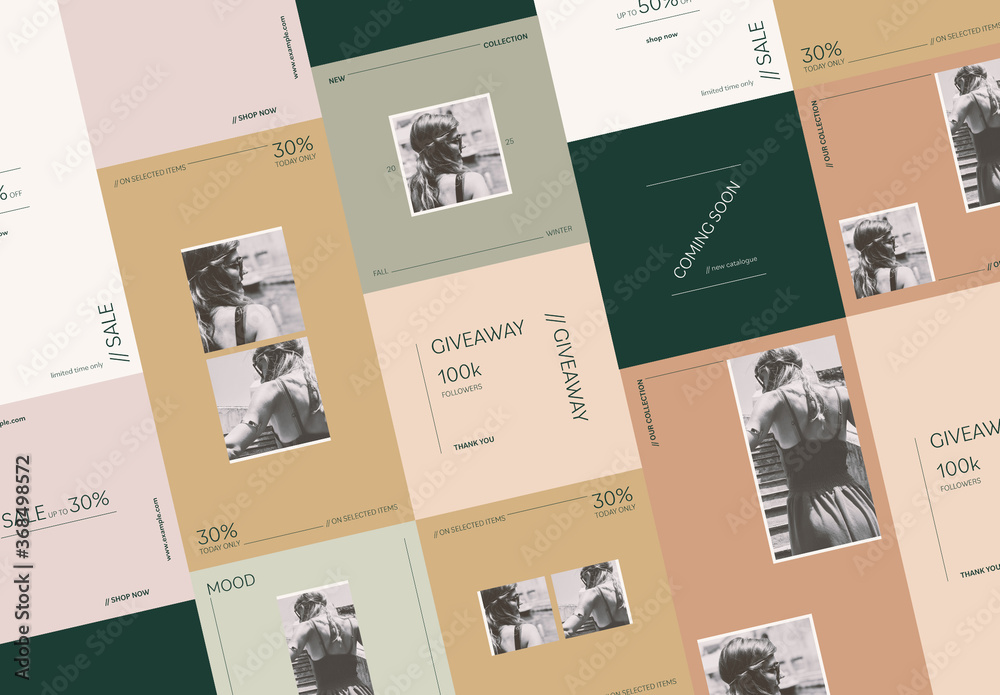 Minimalist Social Media Post Layout Set Stock Template | Adobe Stock