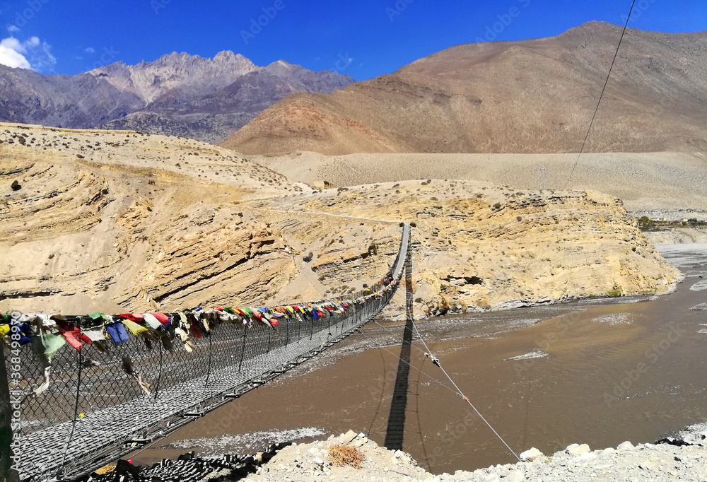 long hanging bridge suspension Bridge and the beautiful mountain view ...