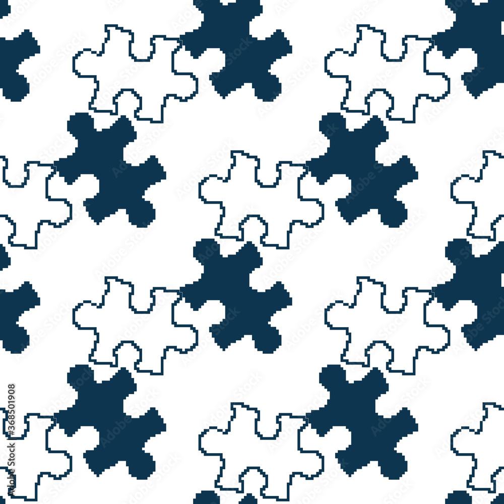 Pixel Puzzle Seamless Pattern Pixel Art 8 Bit Stock Vector Adobe Stock
