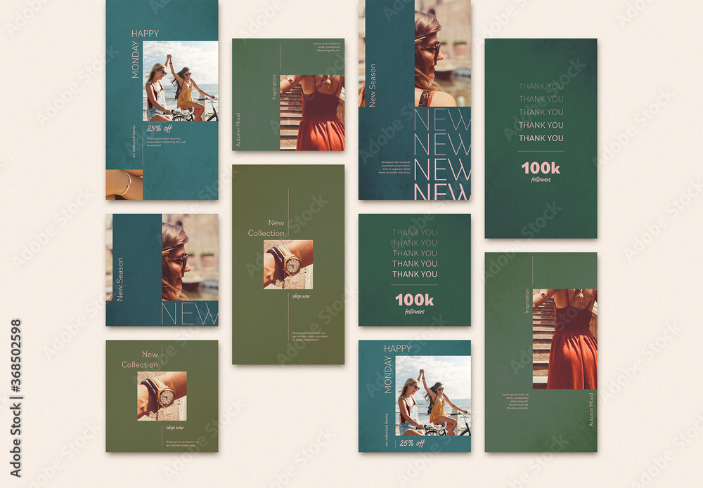 Social Media Post Layout Set Stock Template | Adobe Stock