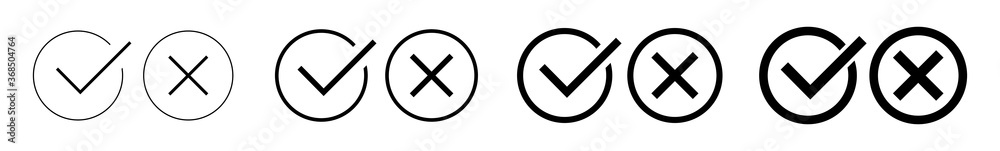 Check Mark Cross Circle Icon Black | Checkmark Checklist Illustration ...