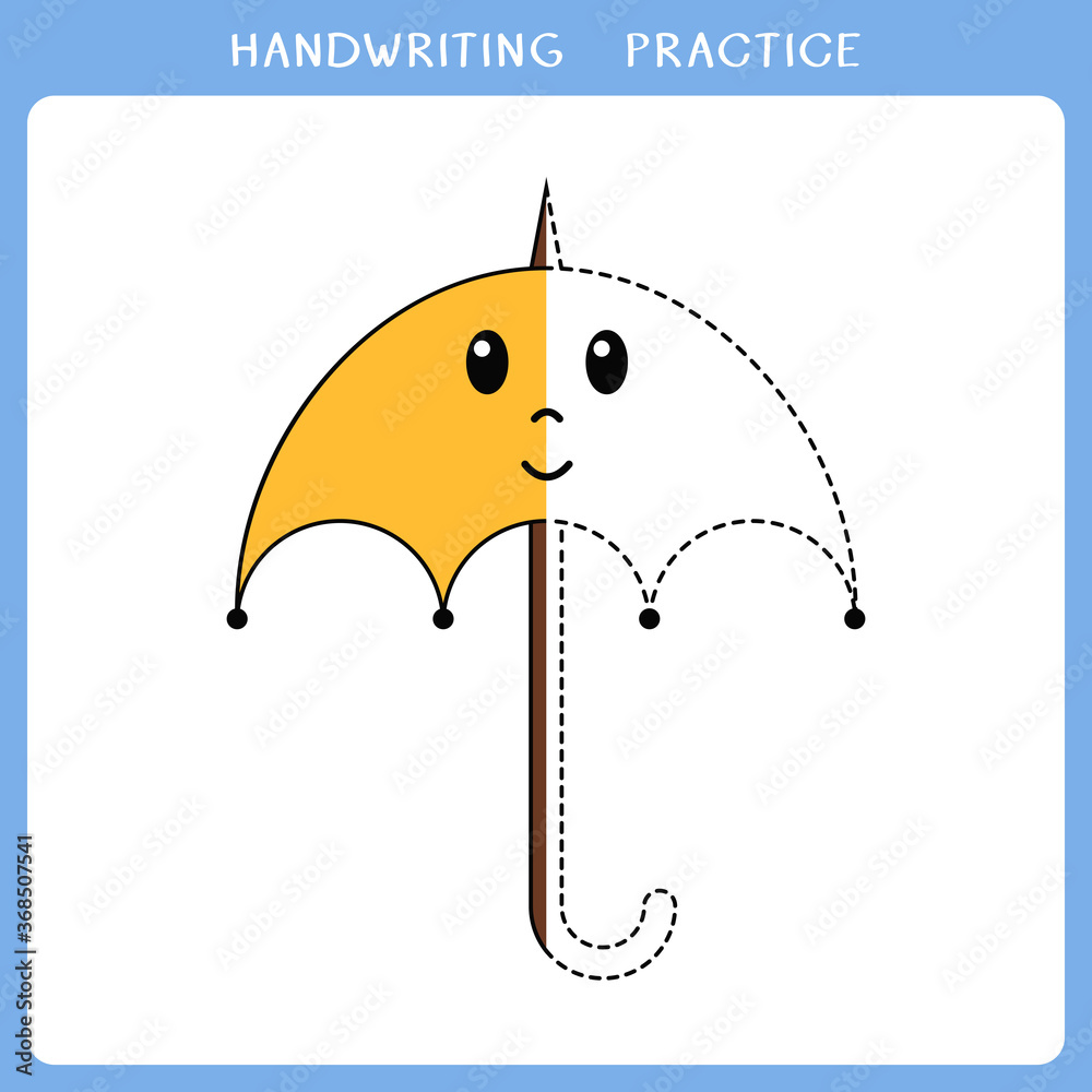 Handwriting practice sheet. Simple educational game for kids. Cute ...