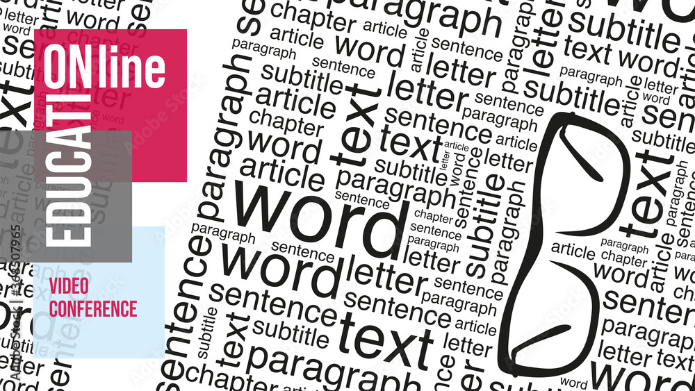 Virtual background for video conferencing. A pattern of words. Words of ...