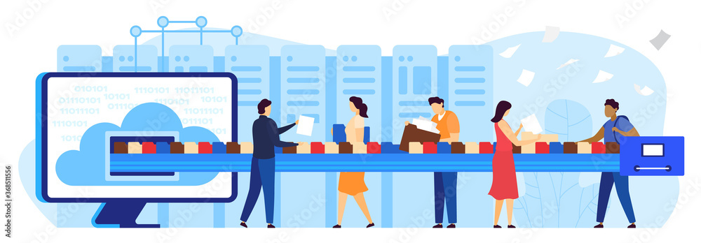 Cloud file document data storage concept flat vector illustration ...