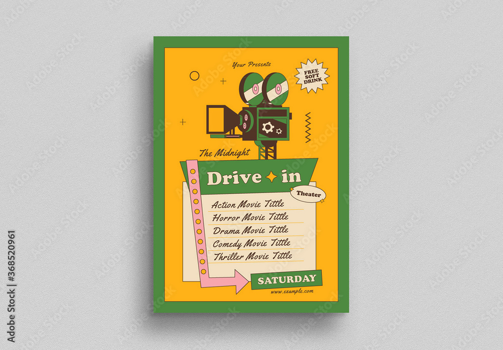 Drive-in Theater Flyer Layout Stock Template | Adobe Stock