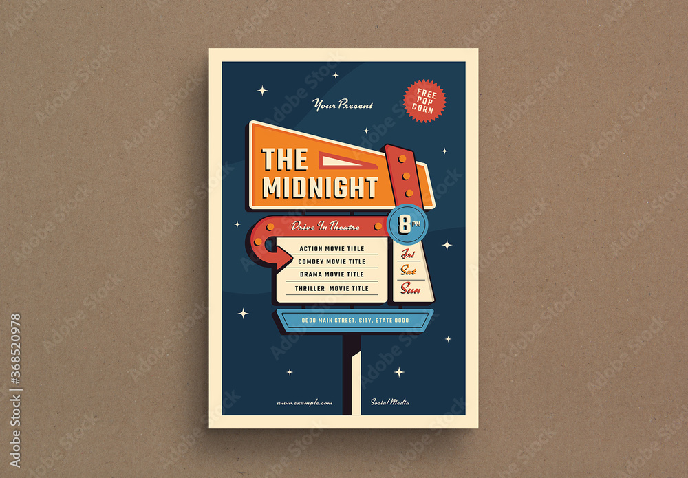 Drive in Theater Flyer Layout Stock Template | Adobe Stock