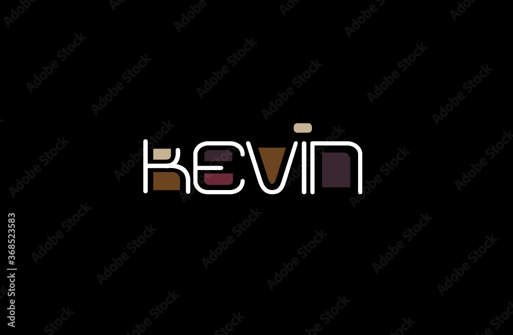Kevin Name Art in a Unique Contemporary Design in Java Brown Colors ...