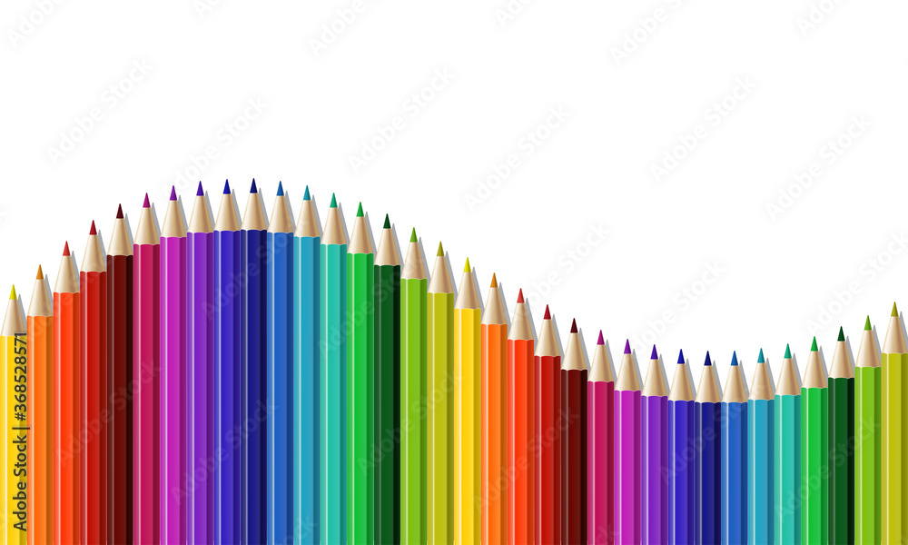 Crayons - seamless row of colored pencil like wave. Vector illustration ...