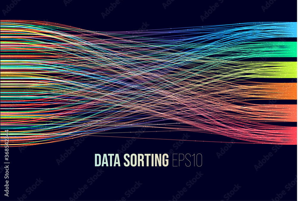 Data sorting. Big data analytics stream. Information classification ...
