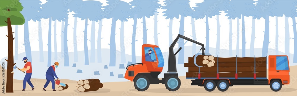 People woodworking vector illustration. Cartoon flat woodworker ...