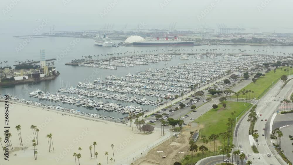 Gorgeous aerial view of Long Beach, California, USA. Aerial view of the ...