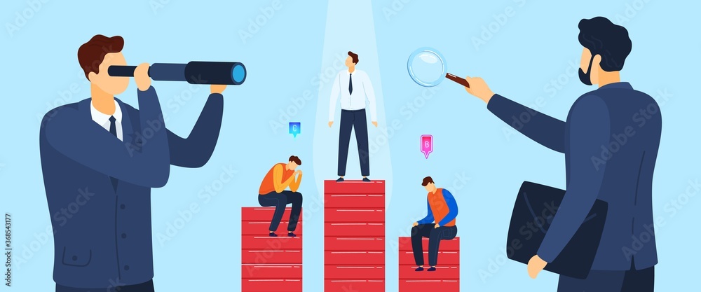 Recruiting people flat vector illustration. Cartoon hr manager ...
