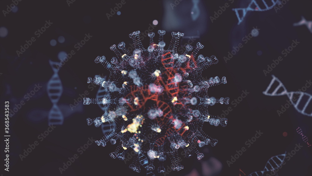 Virus And Bacteria Under Electron Microscope. Viral Epidemic Disease ...