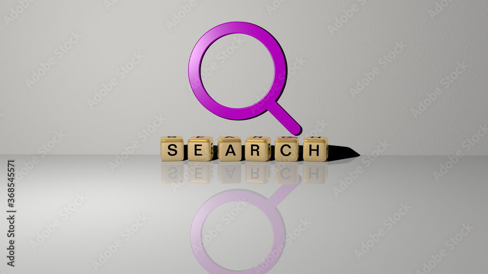 3D graphical image of search vertically along with text built by ...