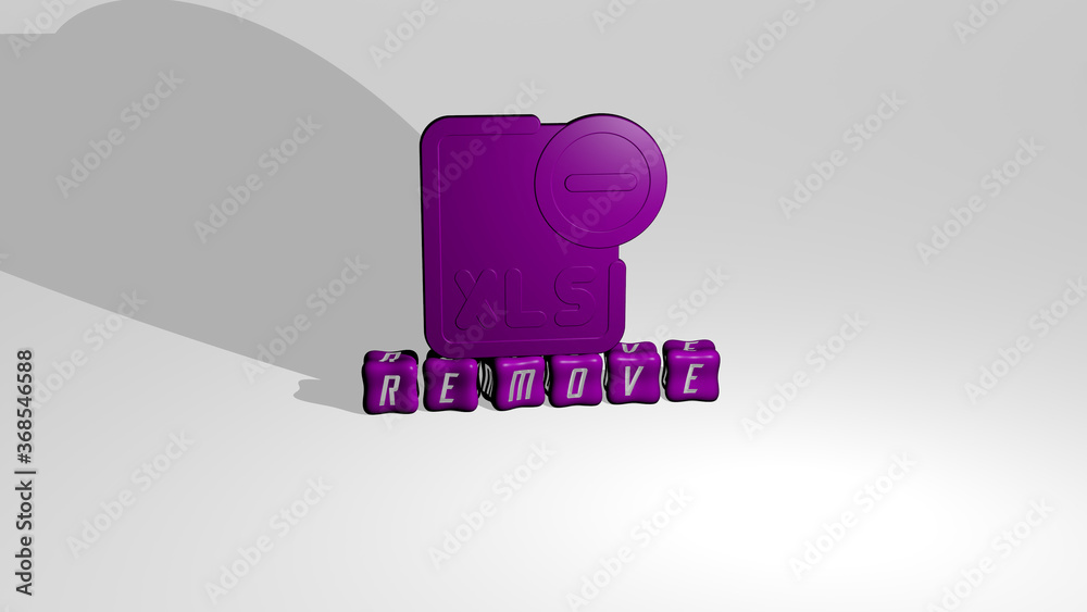 3D representation of REMOVE with icon on the wall and text arranged by ...