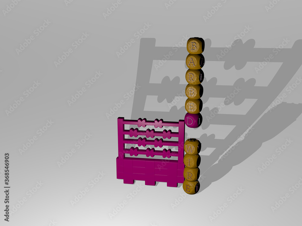 3D illustration of barbed wire graphics and text around the icon made ...