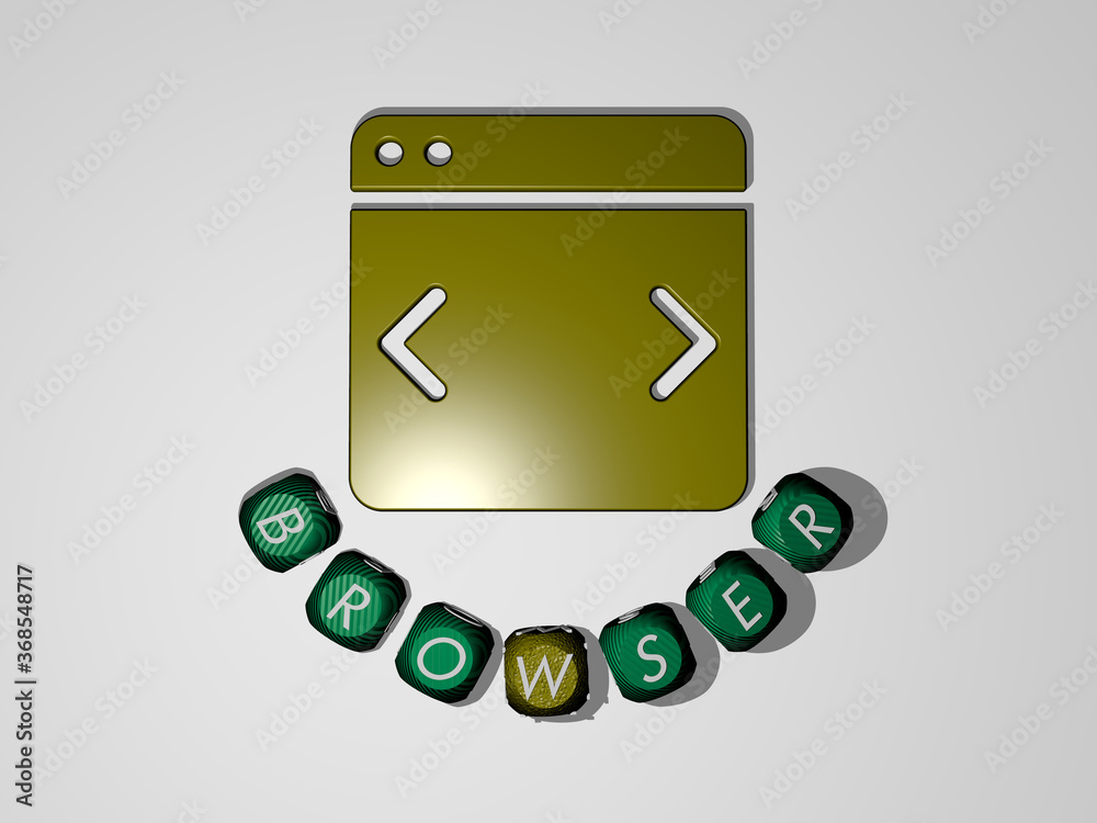3D illustration of browser graphics and text around the icon made by ...