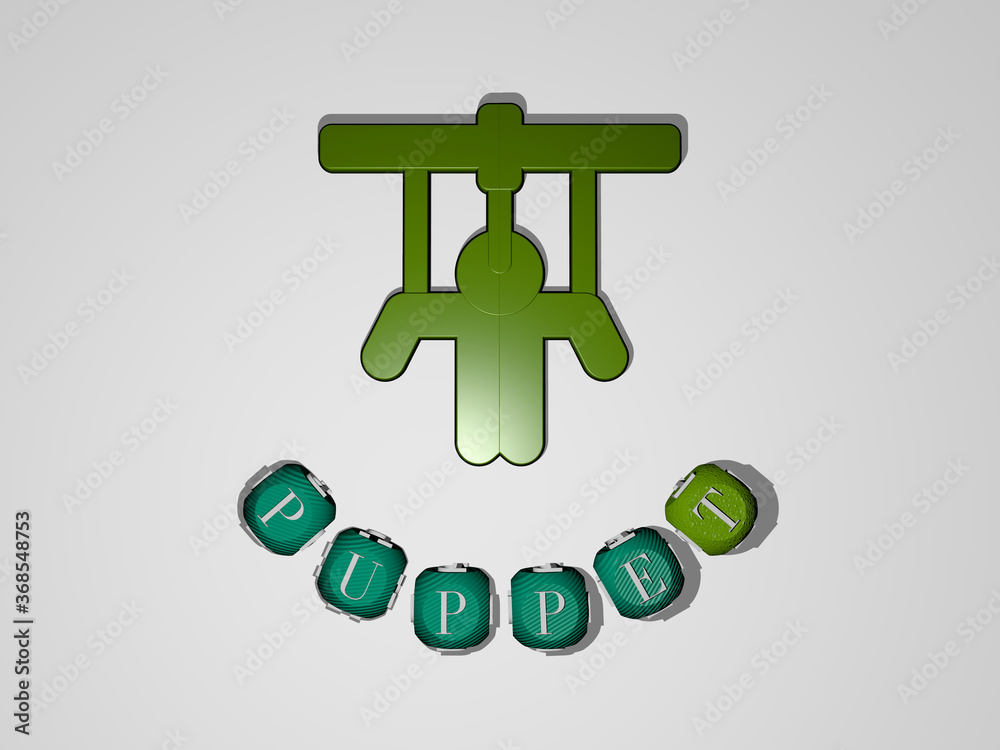 3D illustration of PUPPET graphics and text around the icon made by ...