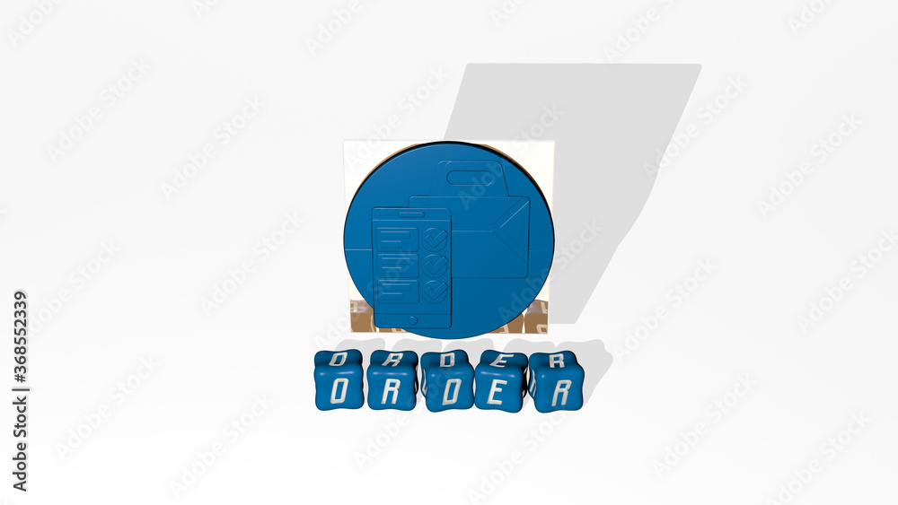 Illustrazione Stock 3D graphical image of ORDER vertically along with ...