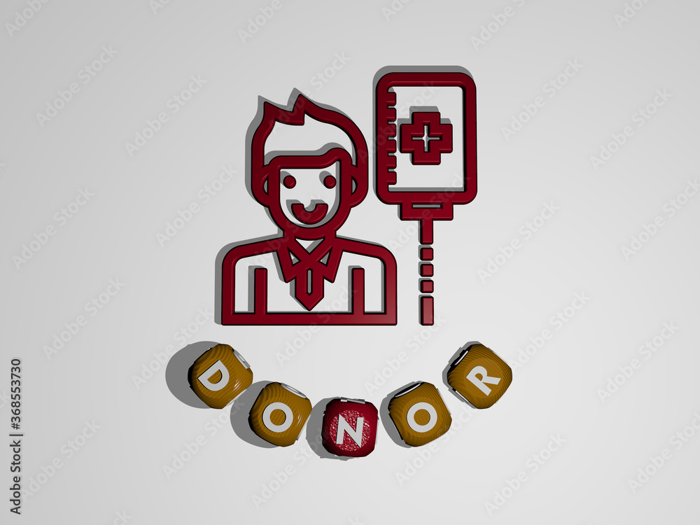 3D illustration of donor graphics and text around the icon made by ...