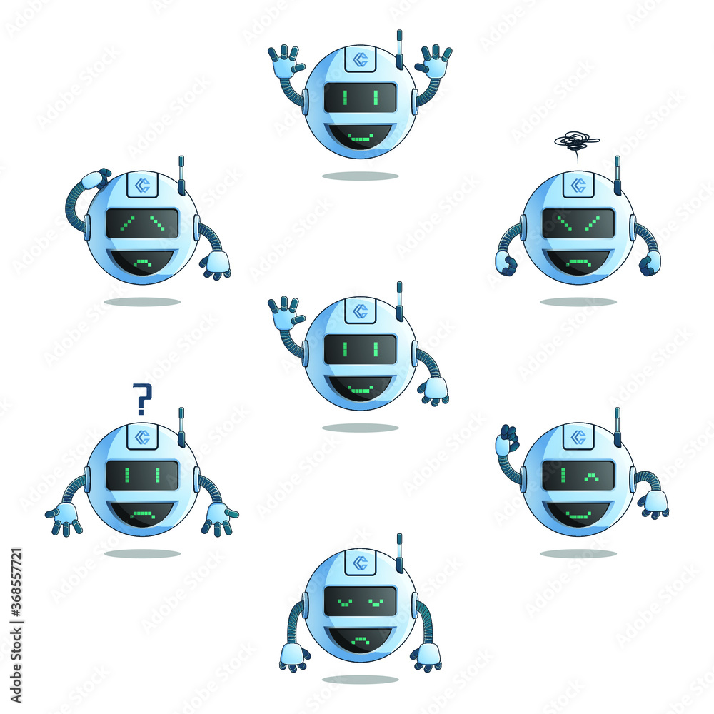 Set robot emoticon illustration vector Stock Vector | Adobe Stock