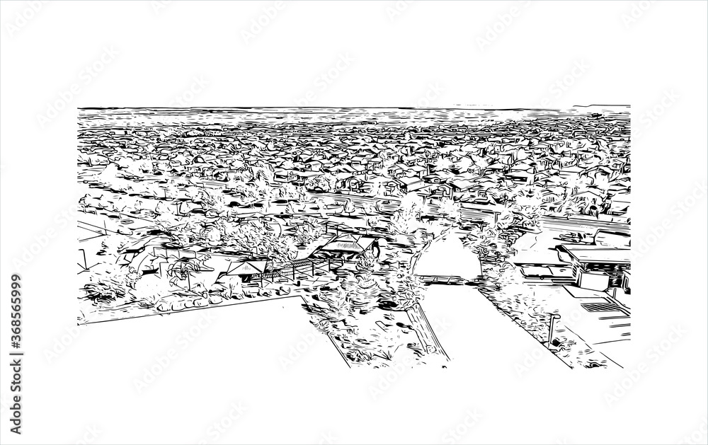 Building view with landmark of Albuquerque, New Mexico’s largest city ...