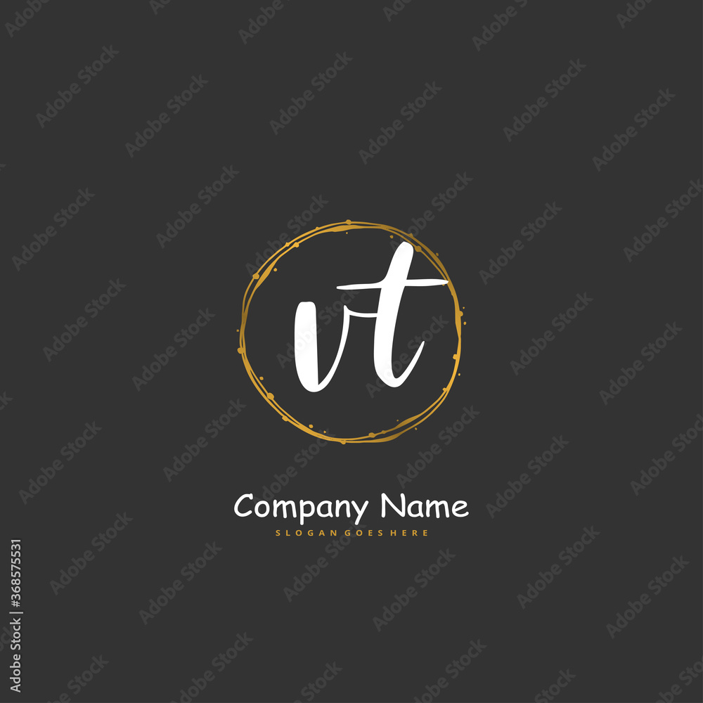 V T VT Initial handwriting and signature logo design with circle ...