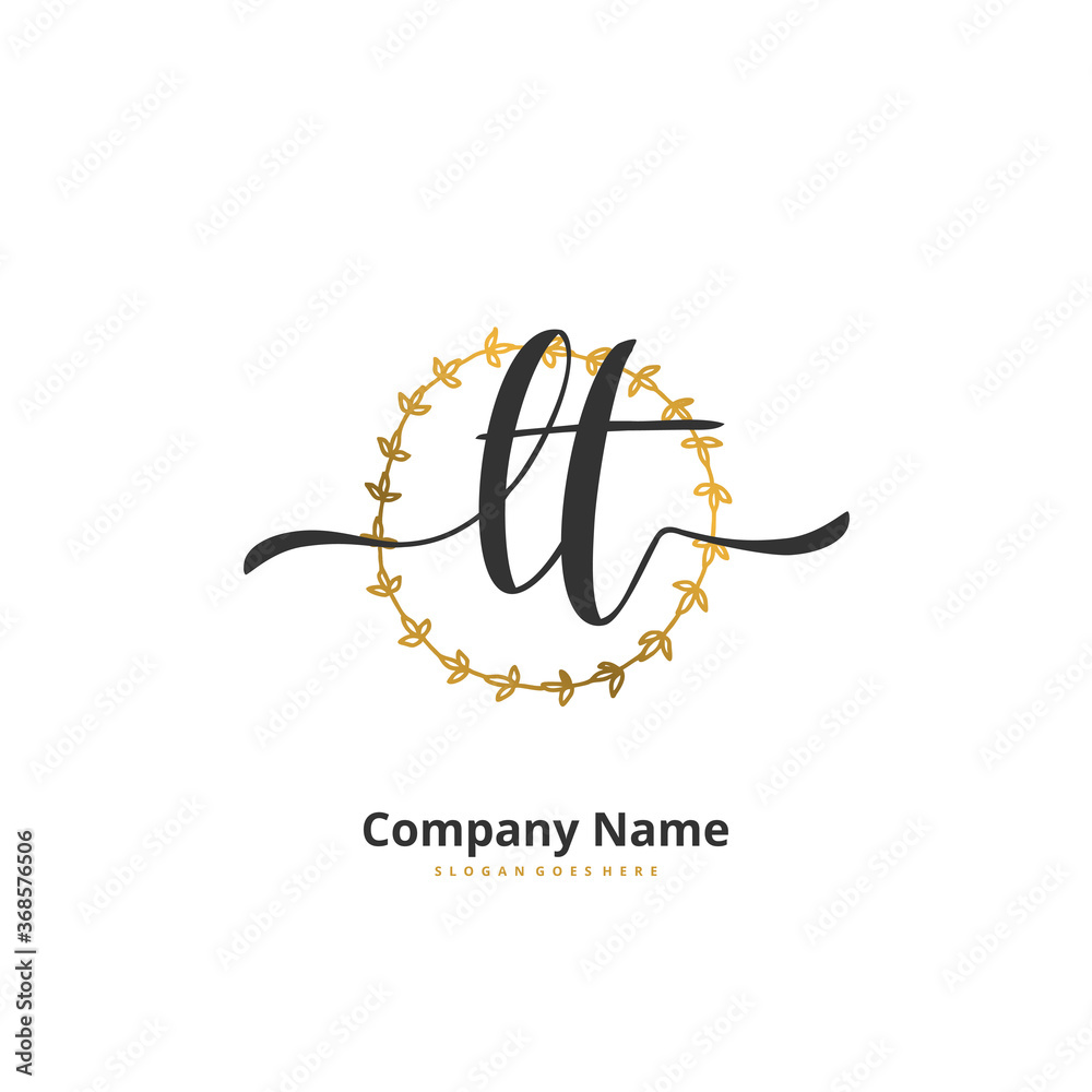 L T LT Initial handwriting and signature logo design with circle ...