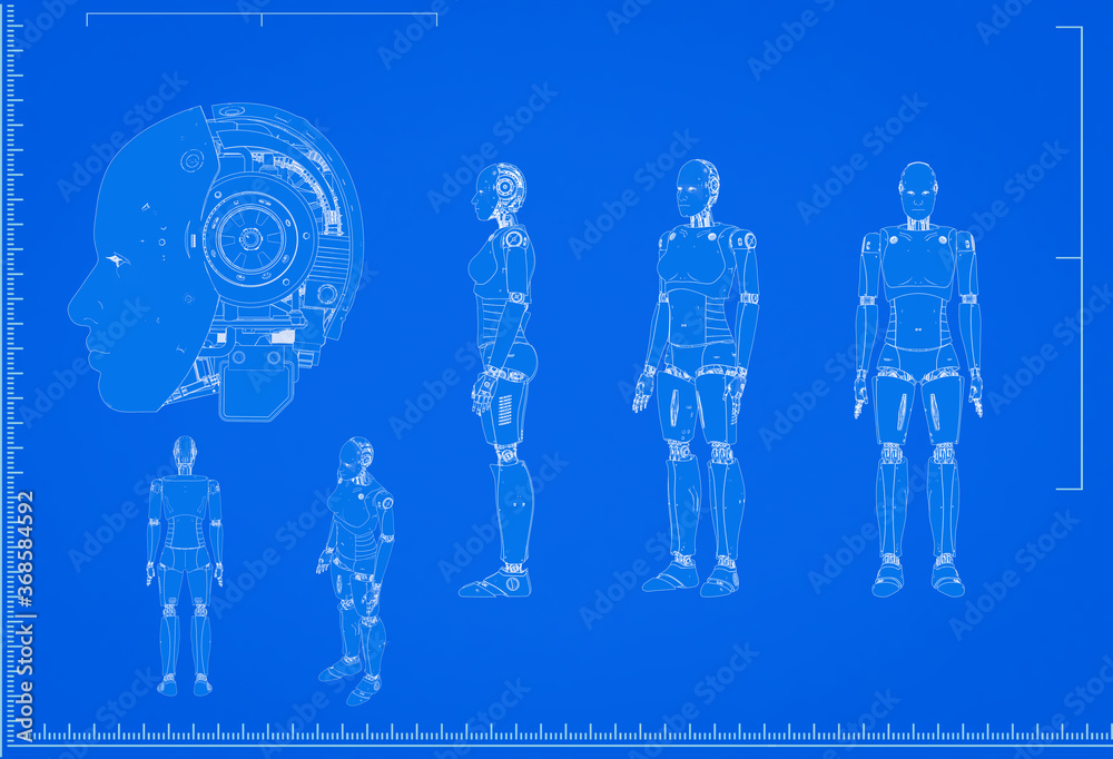 cyborg or robot blueprint ภาพถ่ายสต็อก | Adobe Stock