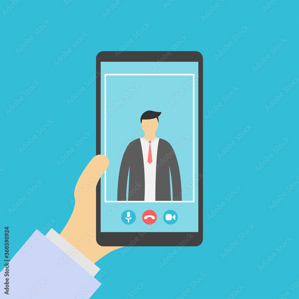 Video call screen with buttons llustration. Video call interface ...