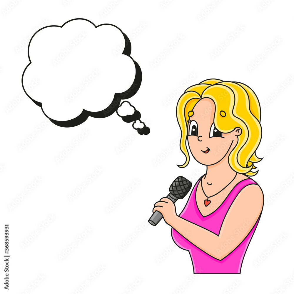 Speech bubble of different shape. With a cute cartoon character. Hand ...
