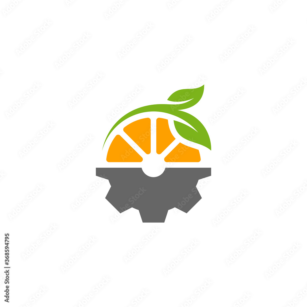 Gear with Modern fresh orange logo vector illustration, Fresh Orange ...