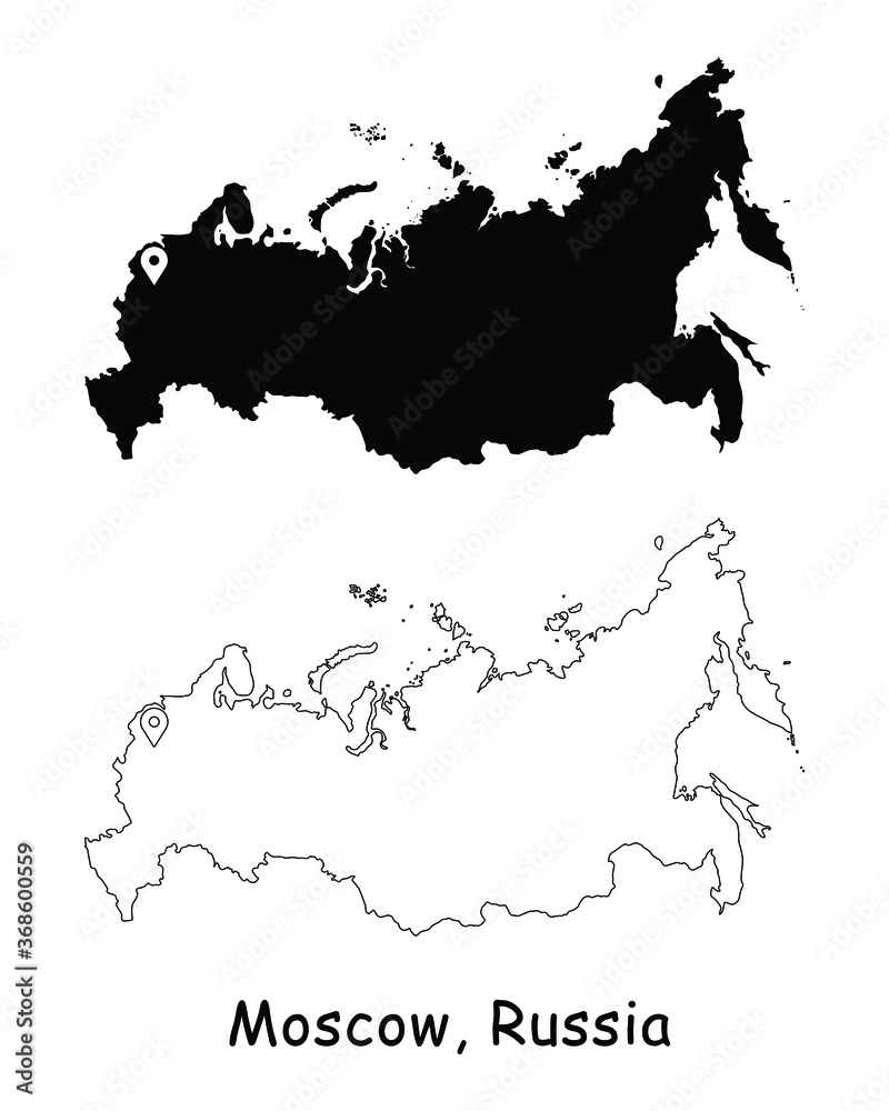 Moscow, Russia. Detailed Country Map with Location Pin on Capital City ...
