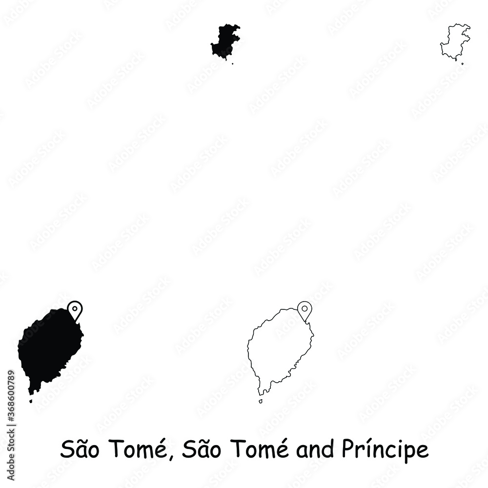 Sao Tome, Sao Tome and Principe. Detailed Country Map with Location Pin ...