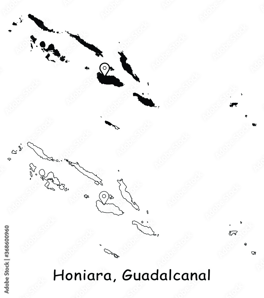 Honiara, Solomon Islands. Detailed Country Map with Location Pin on ...