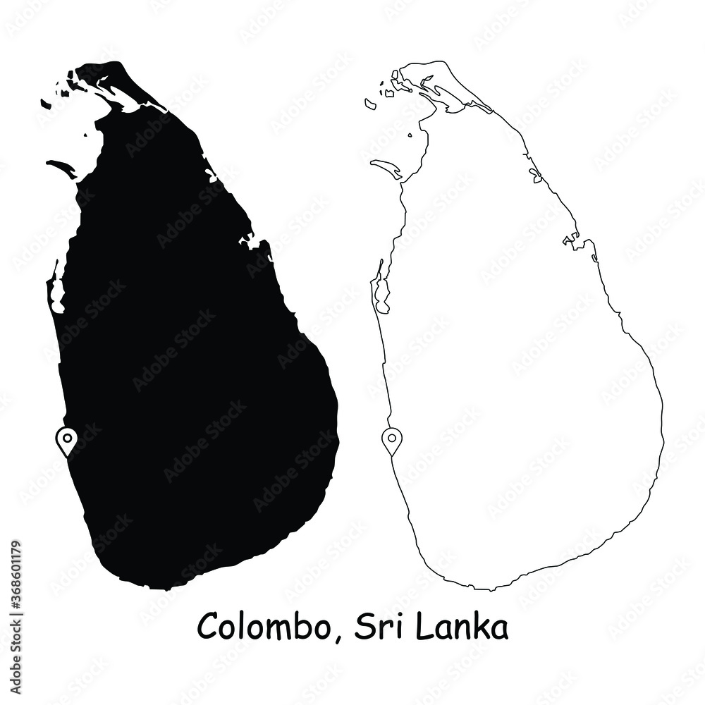 Colombo, Sri Lanka. Detailed Country Map with Location Pin on Capital ...