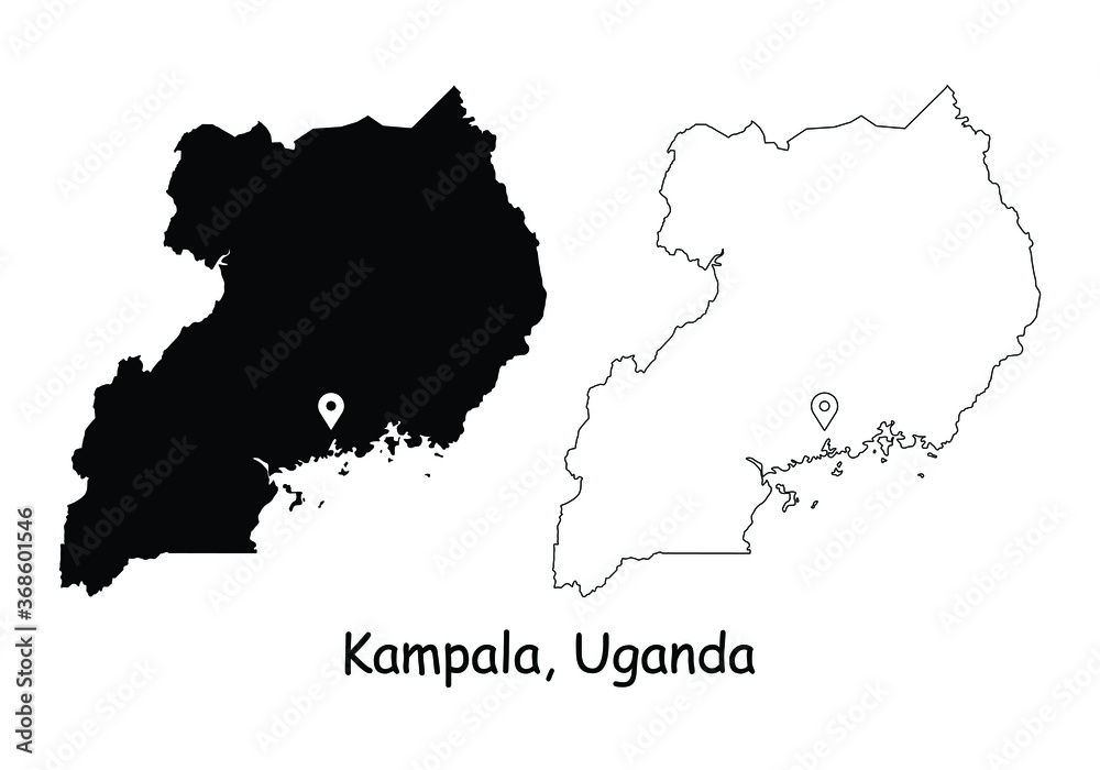Kampala, Uganda. Detailed Country Map with Location Pin on Capital City ...