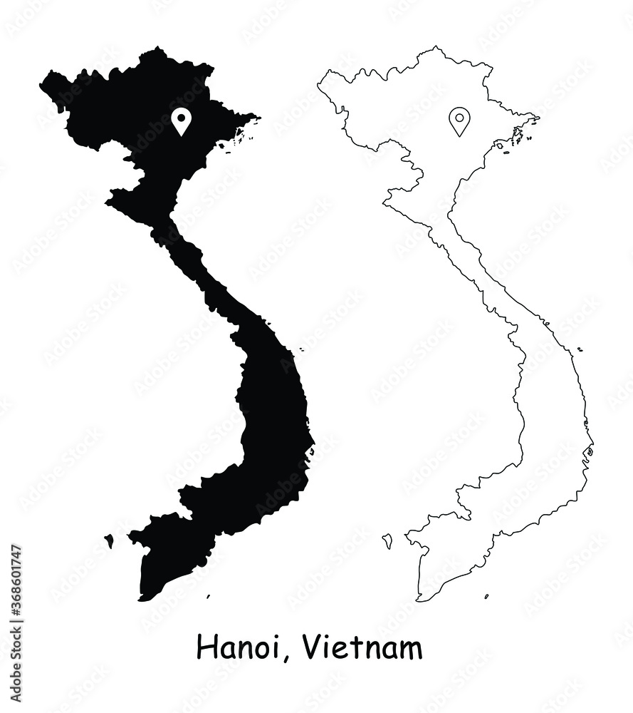 Hanoi, Vietnam. Detailed Country Map with Location Pin on Capital City ...