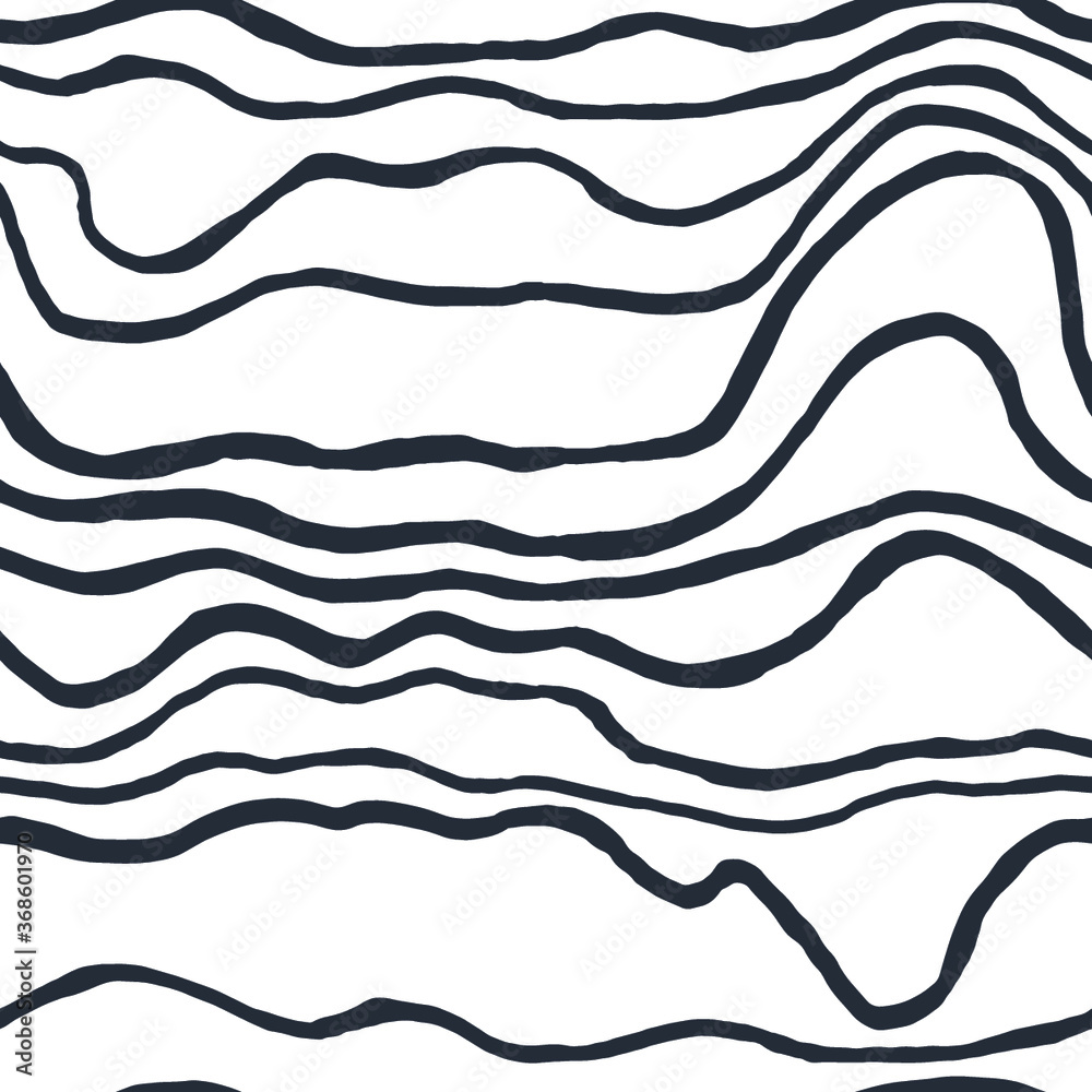Seamless pattern of black lines waves. Design for backdrops with sea ...