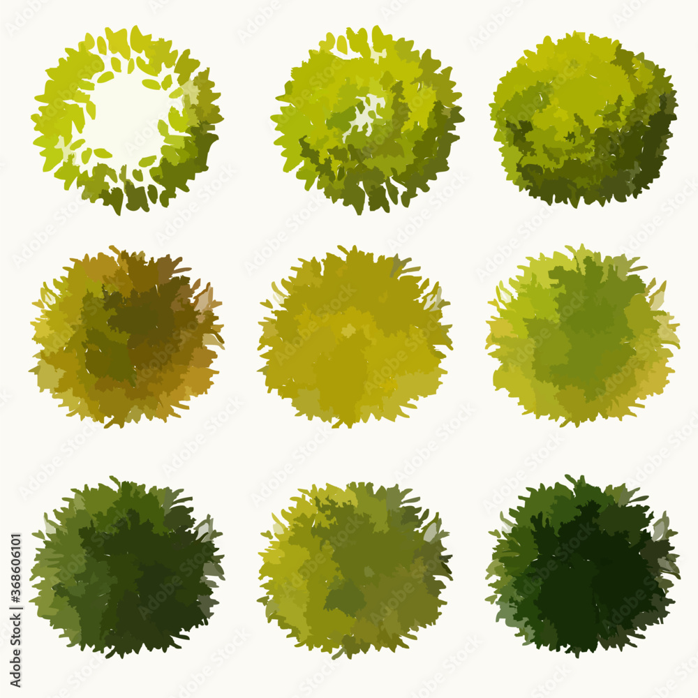set of tree top view for landscape plan and architecture layout Stock ...