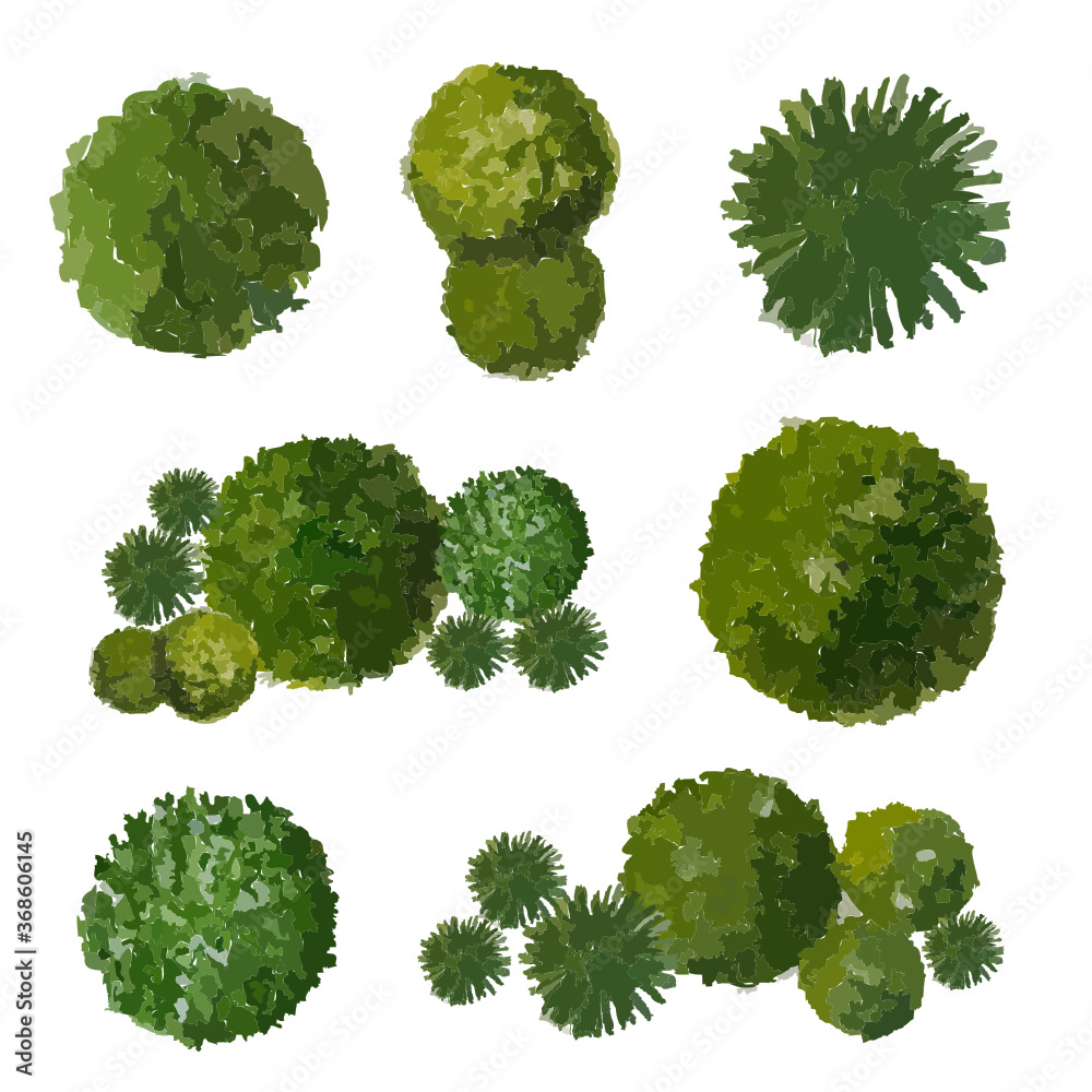 set of tree top view for landscape plan and architecture layout Stock ...