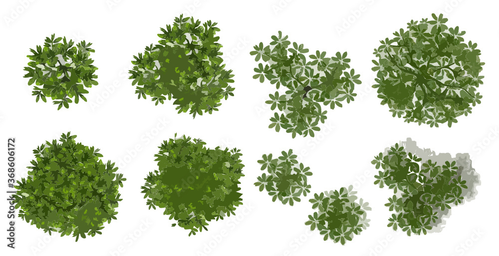 set of tree top view for landscape plan and architecture layout Stock ...
