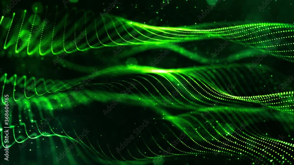 4k looped sci-fi green background with bokeh and light effects. Glow ...