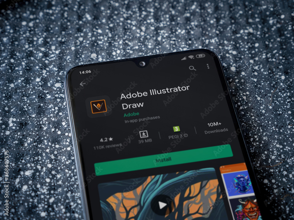 Lod, Israel - July 8, 2020: Adobe Illustrator Draw app play store page ...