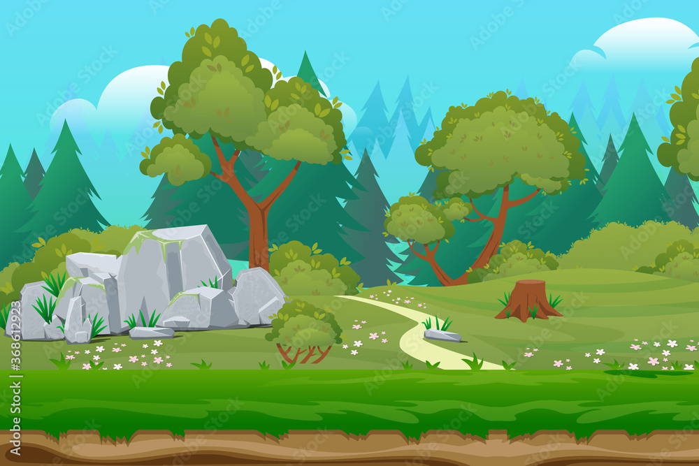 Background cartoon beauty nature forest Stock Vector | Adobe Stock