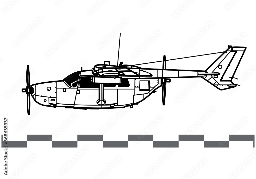 Cessna O-2 Skymaster. Vector drawing of forward air control aircraft ...