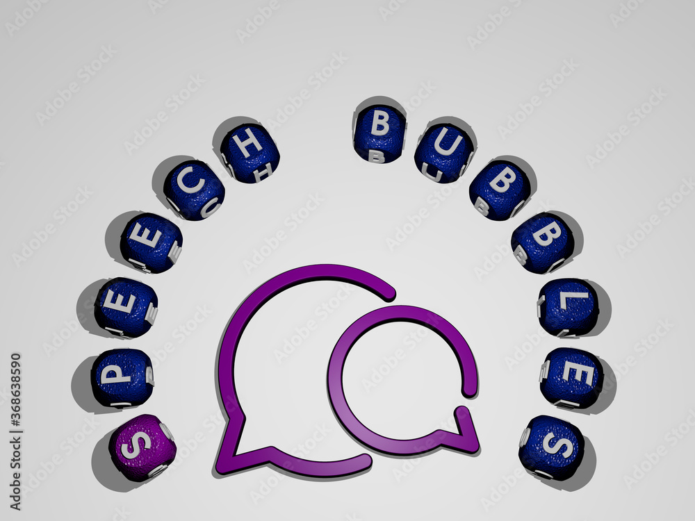 3D graphical image of speech bubbles vertically along with text built ...