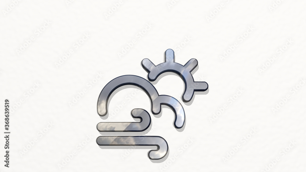 WEATHER WIND from a perspective on the wall. A thick sculpture made of ...