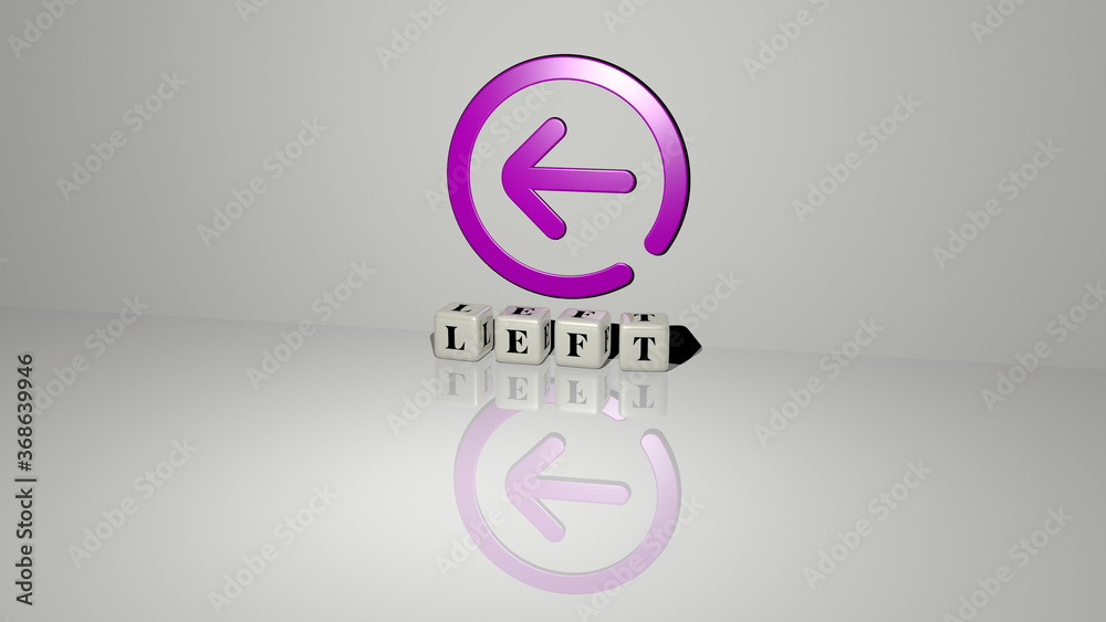 3D representation of LEFT with icon on the wall and text arranged by ...